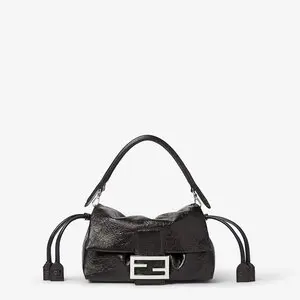 Fendi Baguette® Soft Mini-bag In Black Crackled Leather - [black]
